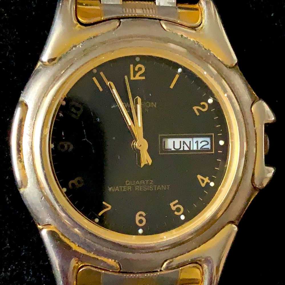 Swanson Watch 2tone Men’s Watch Black Face Guc 9” - Gem